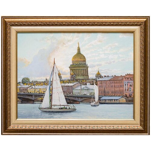 Картина маслом яхты на Неве Воробьев