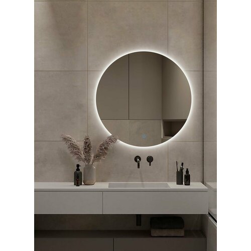 Зеркало для ванной Sun D65 круглое "парящее" с нейтральной LED-подсветкой