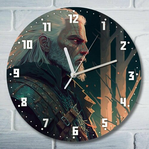 Настенные часы, деревянные, бесшумные, УФ печать Игры The Witcher - 8128