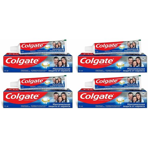 Зубная паста, Colgate, максимальная защита от кариеса, свежая мята, 50 мл, 77 г, 4 шт
