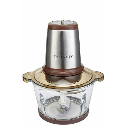 Измельчитель DELTA LUX DE-7400 : чаша стекло 1,6л, 500Вт, двойной ножевой блок, коричневый