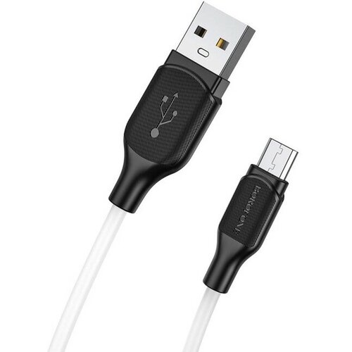 Кабель Borofone BX42, microUSB - USB, 2.4 А, 1 м, TPE оплётка, белый