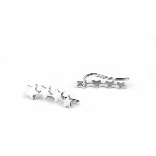 Серьги каффы Sirius Jewelry, серебро, 925 проба, родирование, размер/диаметр 15 мм, серебряный
