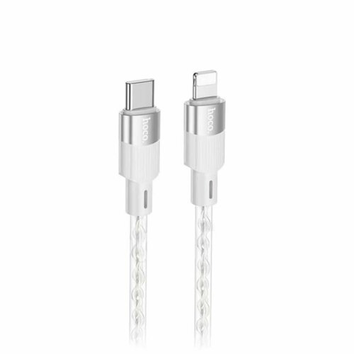 Кабель USB-C iPhone Lightning Hoco X99 (3A/20W/PD/прозрачный силикон/термостойкий) <серый>