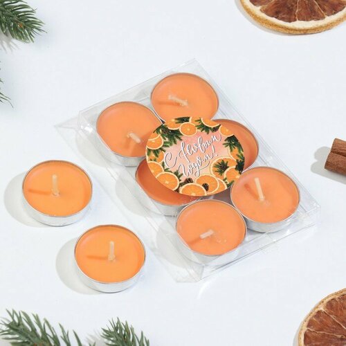 Богатство Аромата Набор свечей чайных ароматических, 6 шт, апельсин, Новый год