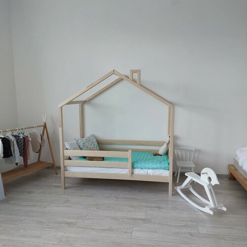 Детская односпальная кровать домик Mi-Gusta Futuras, 180x80 см, из массива берёзы, без покраски