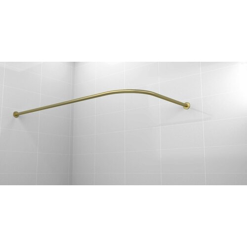 Карниз для ванной 160x70см (Штанга 20мм) Г-образный, угловой Усиленный, цельный из нержавейки цвет бронза