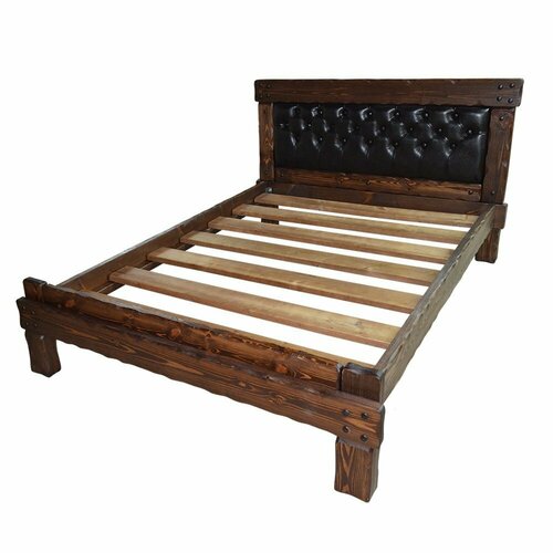 Кровать деревянная ммк-древ "Купец 3" мягкая спинка (каретная стяжка) 90*200 светлый орех