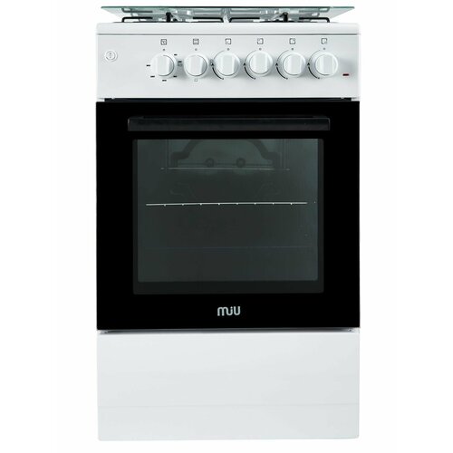 Кухонная плита MIU 5010 ERP белая 50 см, газовая с электрической духовкой, электроподжиг, 3 режима духовки
