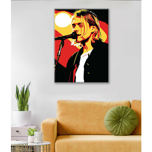 Картина/Картина на холсте/Картина на холсте для интерьера/ Нирвана Курт Кобейн АРТ - Nirvana Kurt Cobain 60х80