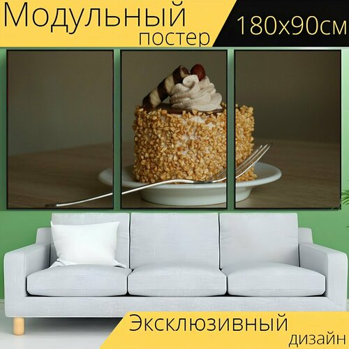 Модульный постер "Десерт, сладости, торт" 180 x 90 см. для интерьера