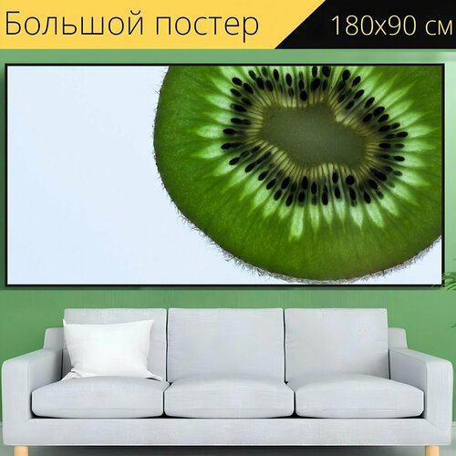 Большой постер "Киви, фрукты, зеленый" 180 x 90 см. для интерьера