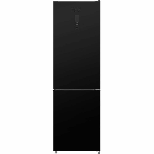 Холодильник NORDFROST RFC 390D NFGB двухкамерный, 378 л объем, Total No Frost, фасад белое черное стекло