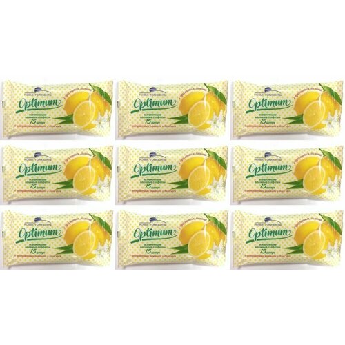 Новые горизонты Салфетки влажные Optimum, освежающие, лимон, 15 шт, 9 шт