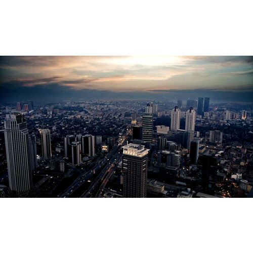 Картина на холсте 60x110 LinxOne "Istanbul небо город здания" интерьерная для дома / на стену / на кухню / с подрамником