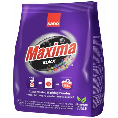 Стиральный порошок Sano Maxima, 1.25 кг, для синтетических тканей, для хлопковых тканей