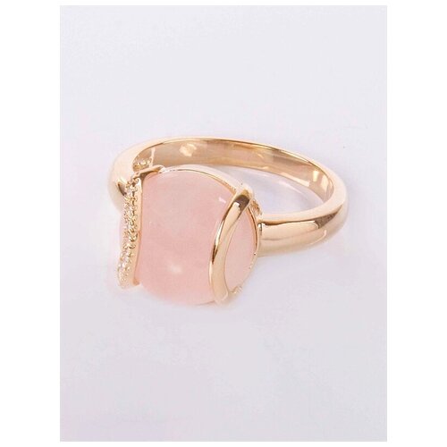 Кольцо помолвочное Lotus Jewelry, фианит, кварц, размер 19, розовый