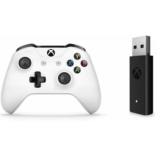 Геймпад Microsoft Xbox One S / X / Series S / X Wireless Controller White Белый 3 ревизия с bluetooth model 1708 джойстик + Адаптер - ресивер для ПК