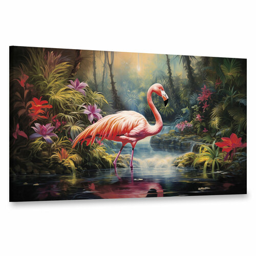 Интерьерная картина 100х60 "Огненное перо фламинго"
