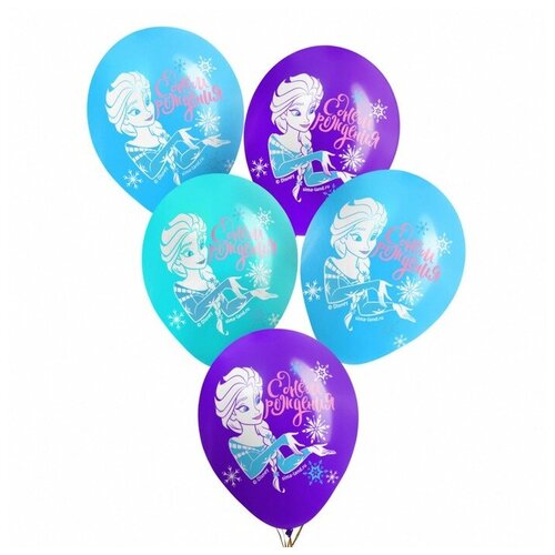 Воздушные шары цветные "С Днем Рождения", Холодное Сердце, 12 дюйм (набор 25 шт)