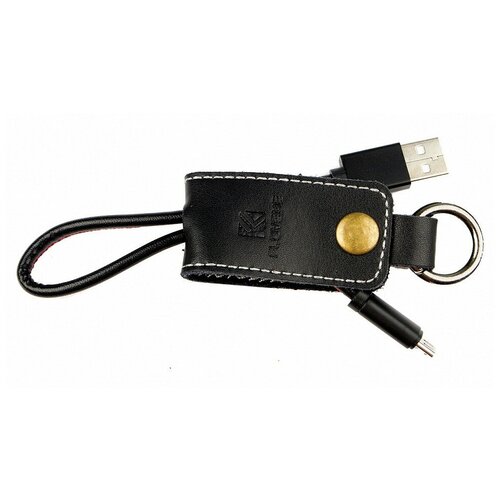 Кожаный кабель-брелок Floveme (Micro-USB) черный