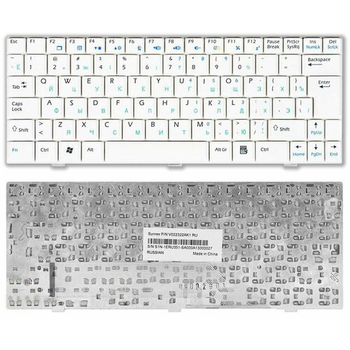 Клавиатура для MSI S1N-1URU351-SA0 белая