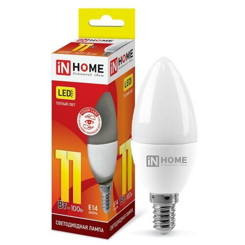 Лампа светодиодная LED-СВЕЧА-VC 11Вт свеча 3000К тепл. бел. E14 1050лм 230В IN HOME 4690612020464