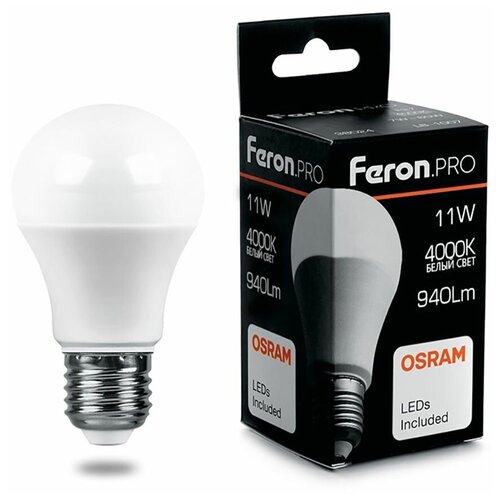 Лампа светодиодная Feron LB-1011 38030, E27, A60, 11 Вт, 4000 К