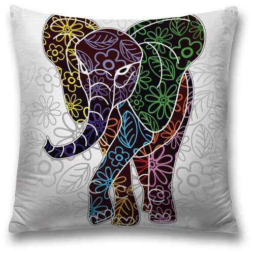 Наволочка декоративная на молнии, чехол на подушку JoyArty "Цветы на слоне" 45х45 см