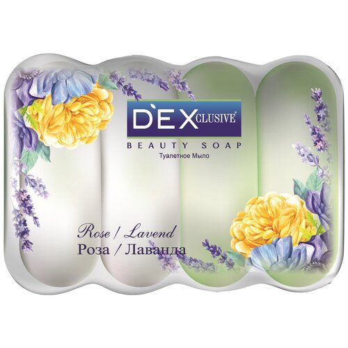 DexClusive Мыло твердое Rose & Lavender rose & lavander, 4 шт., 340 мл, 85 г