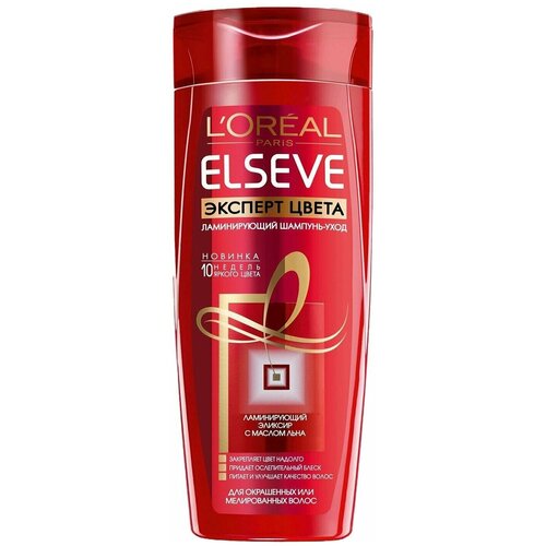 L'OREAL Шампунь ламинирующий Elseve Эксперт цвета для окрашенных или мелированных волос, 400 мл, 3 шт.