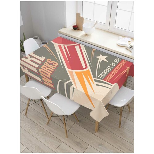 Скатерть прямоугольная JoyArty на кухонный стол "Распродажа фейерверков" из оксфорда, 180x145 см