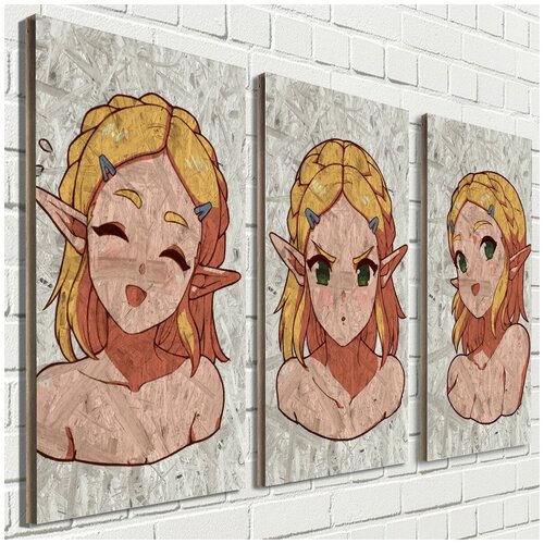 Модульная картина на рельефной доске ОСП Игры Zelda (Зельда, The Legend of Zelda, Линк, Нинтендо,) - 3081