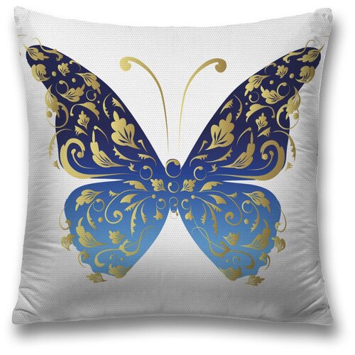 Наволочка декоративная на молнии, чехол на подушку JoyArty "Орнаментальная бабочка" 45х45 см