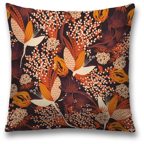 Наволочка декоративная на молнии, чехол на подушку JoyArty "Осенние цветы" 45х45 см
