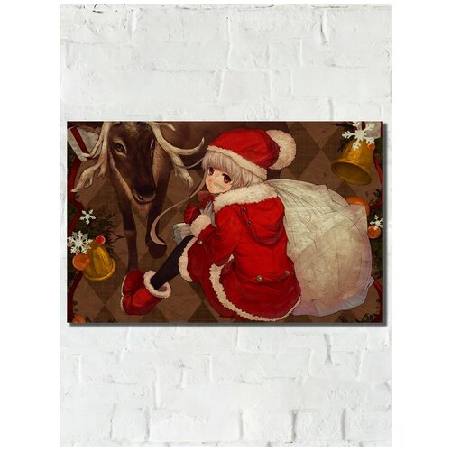 Картина интерьерная на рельефной доске Новый год (Рождество, Дед Мороз, Снегурочка, Аниме) - 7263 Г