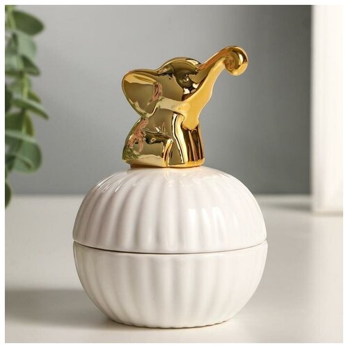 Шкатулка керамика "Золотой слонёнок" 11,3х8х8 см