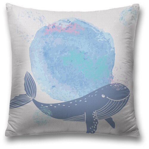 Наволочка декоративная на молнии, чехол на подушку JoyArty "Водный шар и кит" 45х45 см