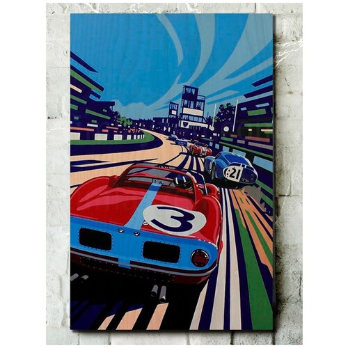 Картина интерьерная на дереве автомобили (спорт-кар, гонки) - 7831 В