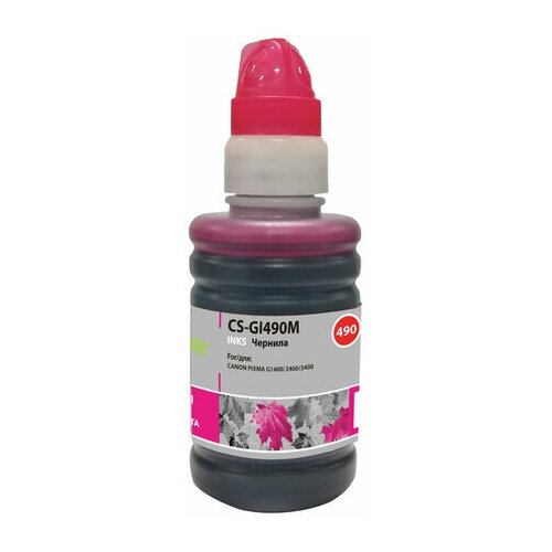 Чернила CACTUS (CS-GI490M) для СНПЧ CANON Pixma G1400/G2400/G3400, пурпурные, 0,1 л