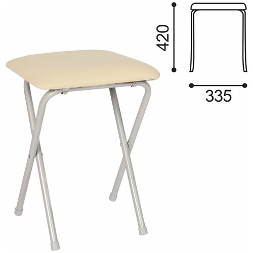 Табурет складной РС01-02, серебристый каркас, кожзам бежевый, РС01.00.01-02-5