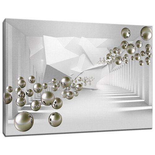 Картина Уютная стена "Серебряные шары. Абстракция 3D" 90х60 см