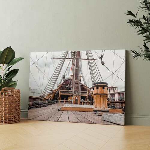 Картина на холсте (галеон нептун палуба корабль пиратского сбоку парусник) 80x100 см/для интерьера/в комнату/на стену/в подарок