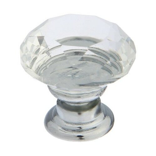 Мебельная ручка кнопка, "Алмаз", стеклянная, d-25 мм.