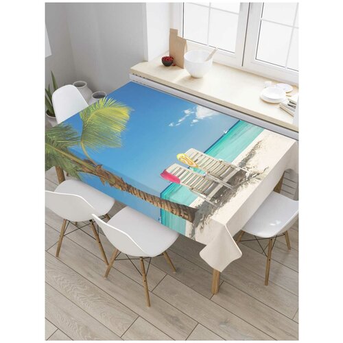 Скатерть прямоугольная JoyArty на кухонный стол "Быстрее купаться" из оксфорда, 180x145 см