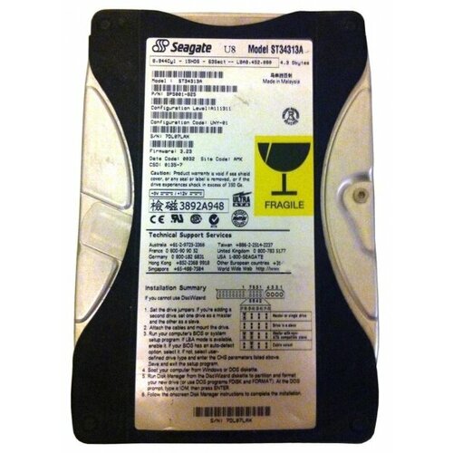 Жесткий диск Seagate ST34313A 4,3Gb 5400 IDE 3.5" HDD