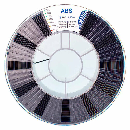 ABS пруток REC 1.75 мм, 0.75 кг, черный
