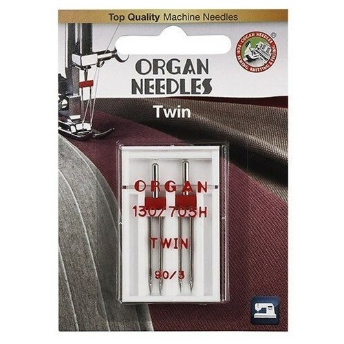 Игла/иглы Organ Twin 90/3, серебристый, 2 шт.