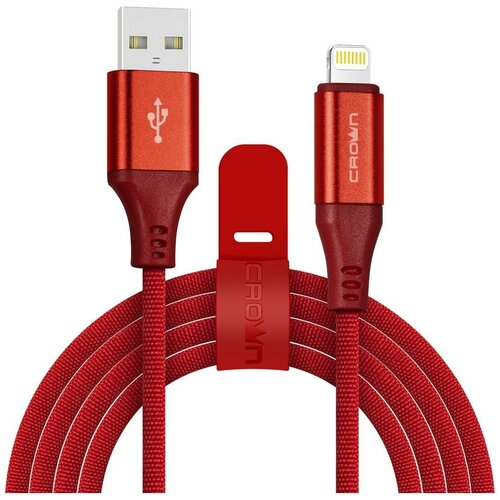 Кабель Crown CMCU-3103L, USB - Lightning, 2 А, 1 м, красный