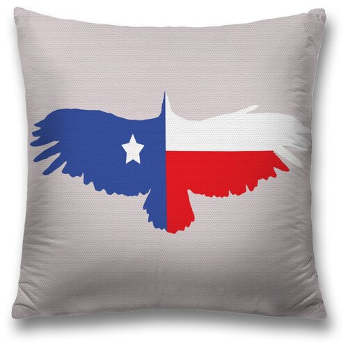 Наволочка декоративная на молнии, чехол на подушку JoyArty "Флаг Техаса в силуэте орла" 45х45 см